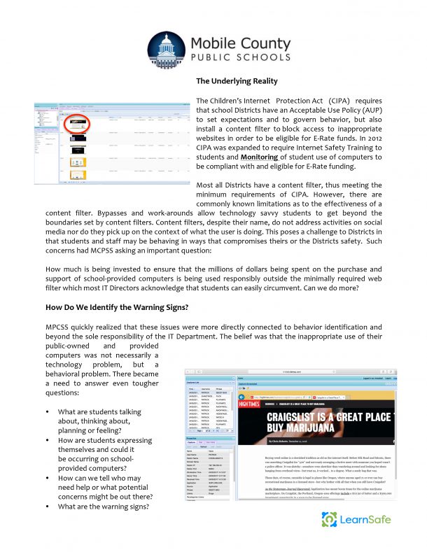 Case Study for Mobile County Public Schools - LearnSafe